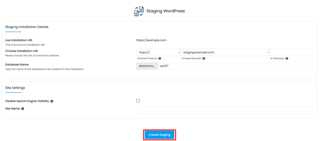 WordPress Staging Site in DirectAdmin | DreamIT Host