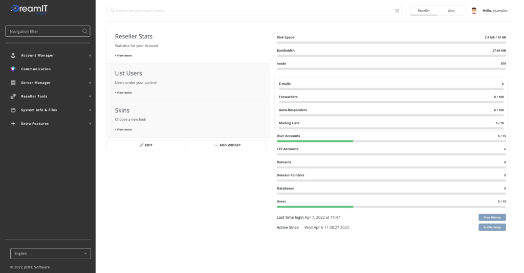 DirectAdmin: Easy Hosting Management | DreamIT Host